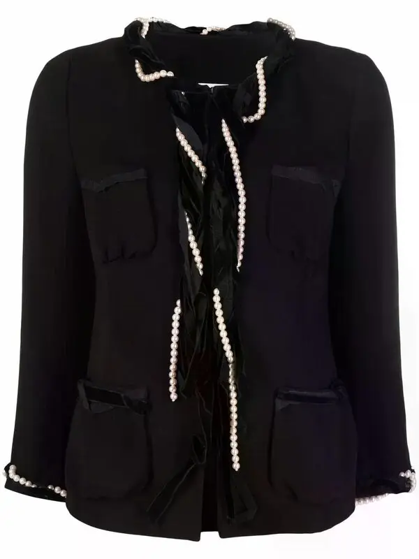 Moschino 1990s Pearl And Ribbon Embellished Jacket