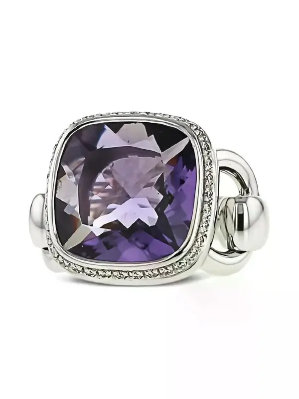 POIRAY 2010s Indrani Diamond And Amethyst Ring - Silver