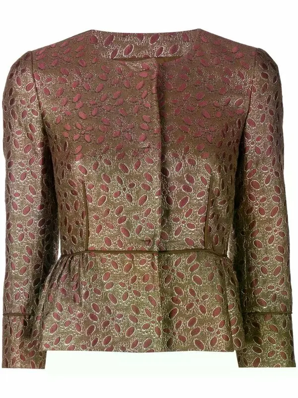Valentino Garavani Brocade Pattern Jacket - Brown