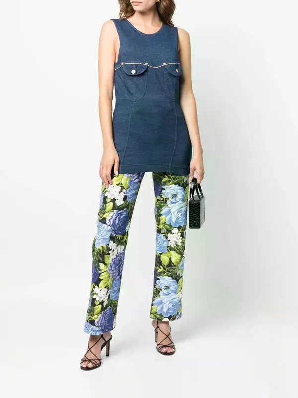 Versace 2000s Flap Pockets Sleeveless Top
