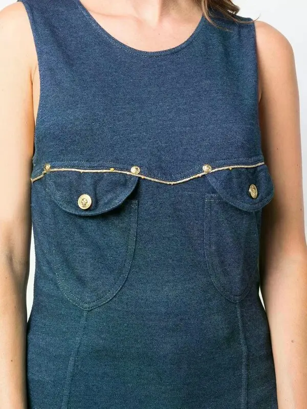 Versace 2000s Flap Pockets Sleeveless Top