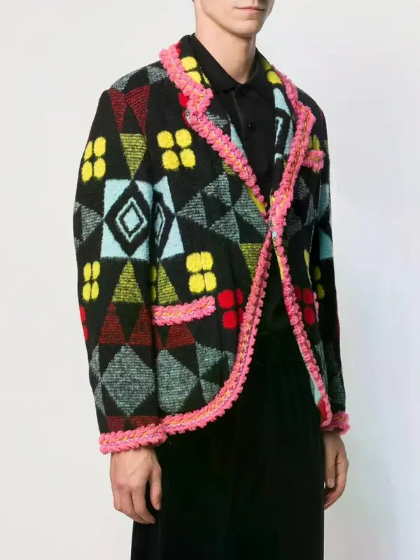 Comme Des Garçons Contrast-trim Patterned Jacket