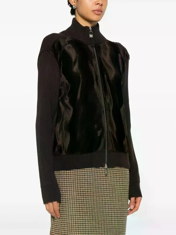 Versace 2000s Ribbed Knit Zip-up Sweater