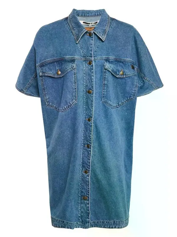 Alexander McQueen Short-sleeves Denim Dress - Blue