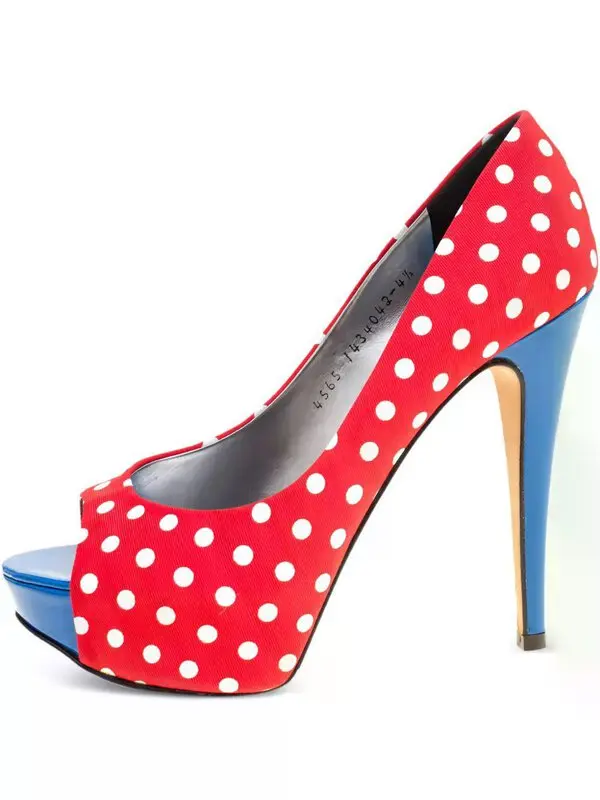 GINA Polka-dot Open-toe Platform Stiletto Heels - Red