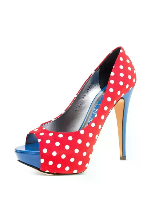 GINA Polka-dot Open-toe Platform Stiletto Heels - Red
