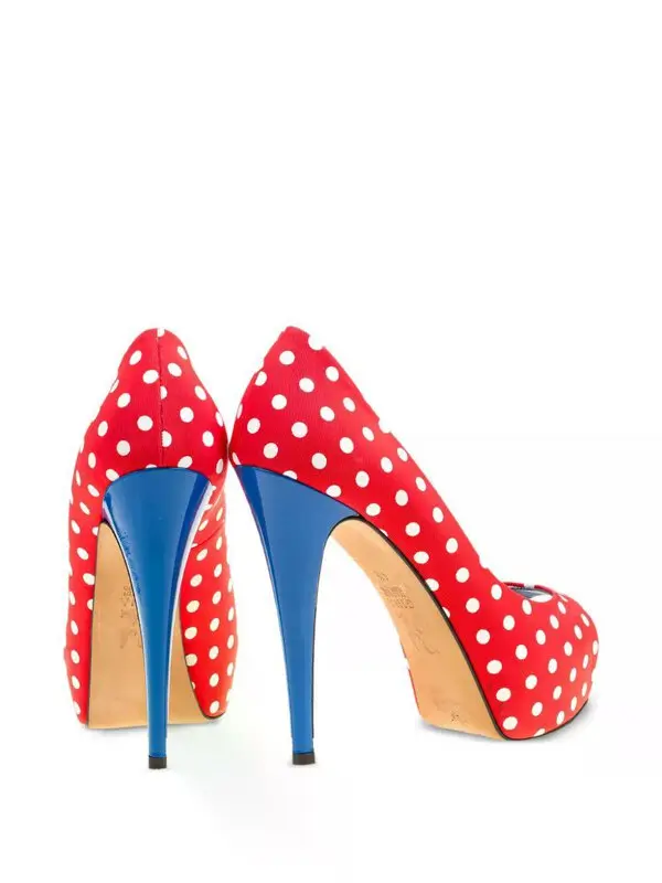 GINA Polka-dot Open-toe Platform Stiletto Heels - Red