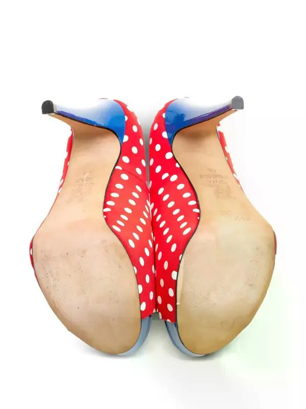 GINA Polka-dot Open-toe Platform Stiletto Heels - Red