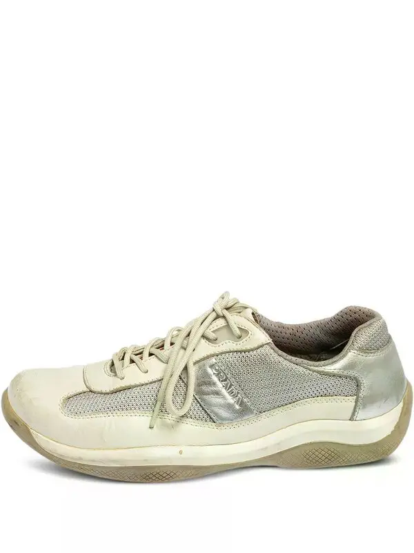 Prada Metallic Effect Lace-up Sneakers