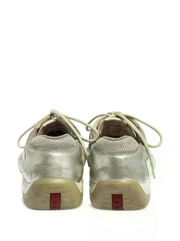 Prada Metallic Effect Lace-up Sneakers