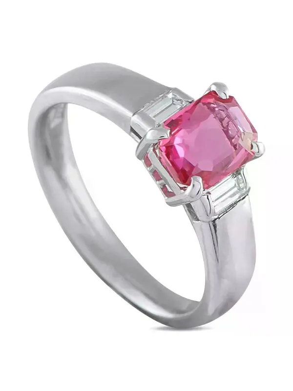 LB EXCLUSIVE Platinum Diamond And Ruby Three-stone Ring - Silver