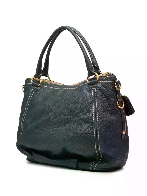 Prada Vitello Daino Zip Top Satchel - Blue