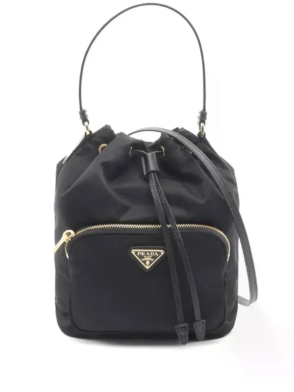 Prada Tessuto Duet Bucket Bag - Black