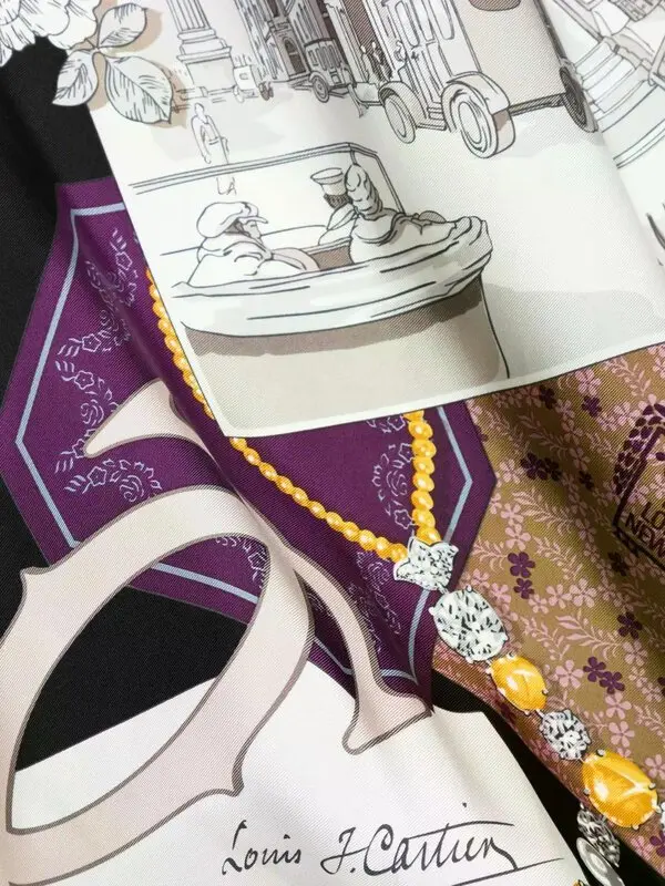 Cartier Pre-owned Postcard-print Silk Scarf