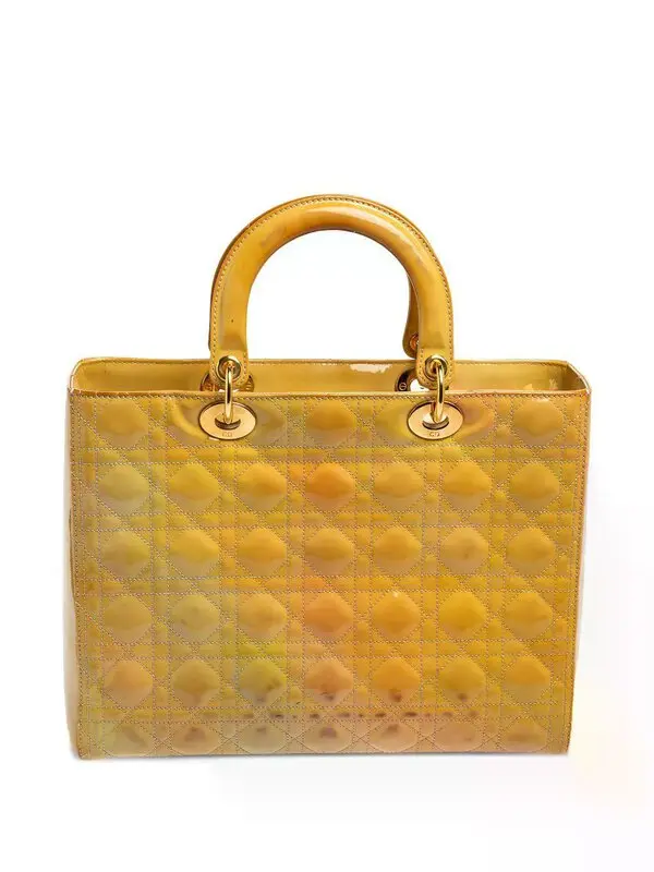 Dior Lady Quilted Leather Tote - Yellow