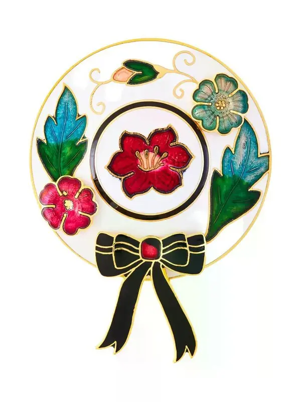 SUSAN CAPLAN 1980s Floral Bonnet Brooch - Gold