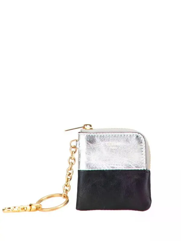 Celine 2012-2018 Bicolor Leather Key Ring Coin Pouch - Black