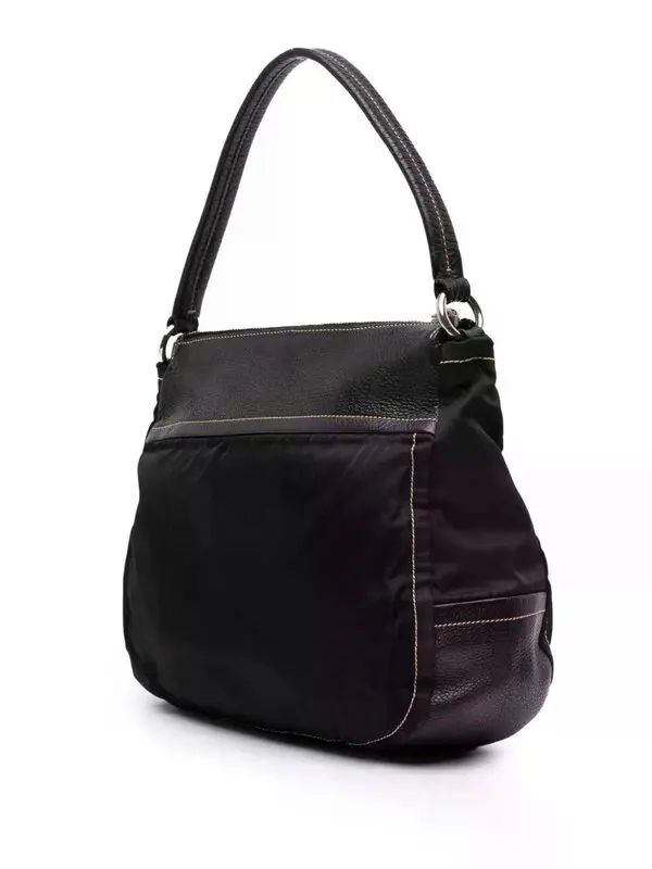 Prada Leather And Tessuto Shoulder Bag - Black