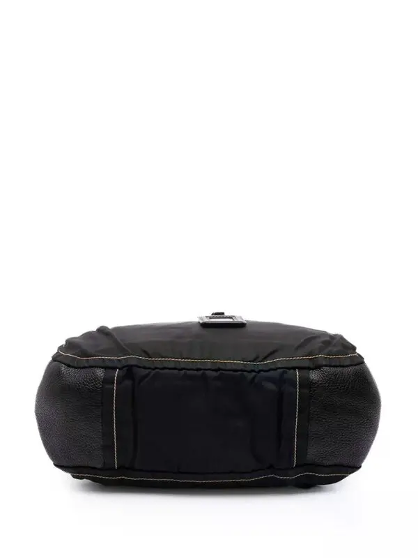 Prada Leather And Tessuto Shoulder Bag - Black