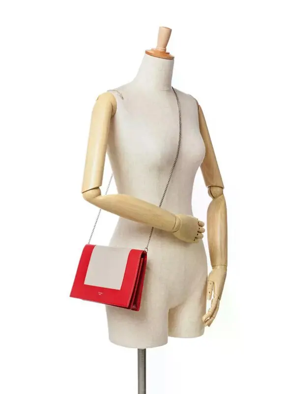 Celine 2017 Frame Leather Wallet On Chain Crossbody Bag - Red