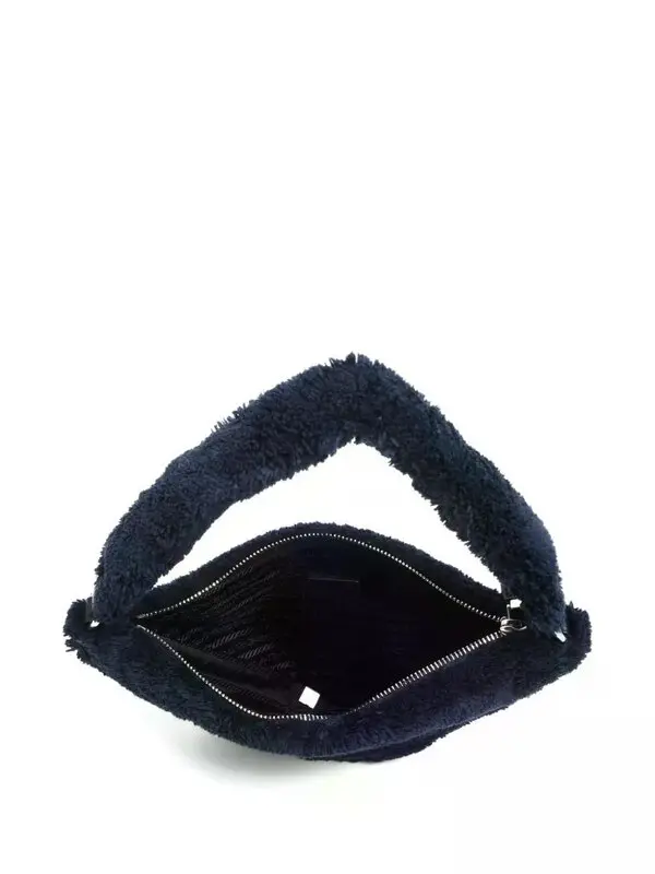 Prada 2000-2020s Terry-cloth Triangle Shoulder Bag - Black