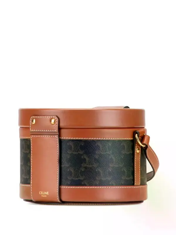 Celine 2020 Medium Triomphe Coated Canvas Tambour Crossbody Bag - Brown