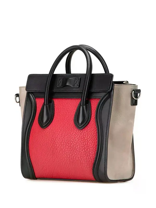 Celine Nano Tricolor Nubuck And Calfskin Luggage Tote Satchel - Multicolour