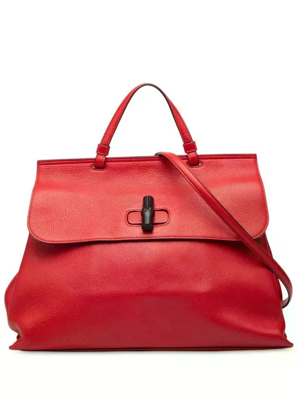 Gucci Leather Bamboo Daily Satchel - Red