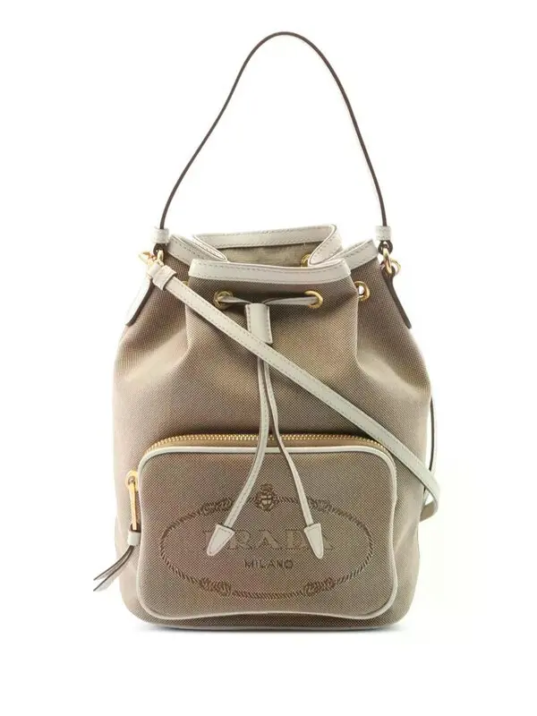 Prada Canapa Logo Bucket Bag - Brown