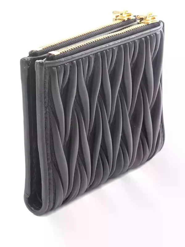 Miu Miu F2020s Matelassé Bi-fold Leather Wallet - Black