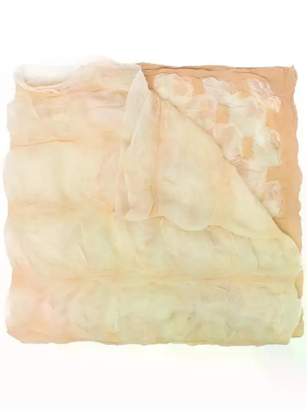 Issey Miyake 2000s Creased Effect Sheer Silk Scarf - Neutrals