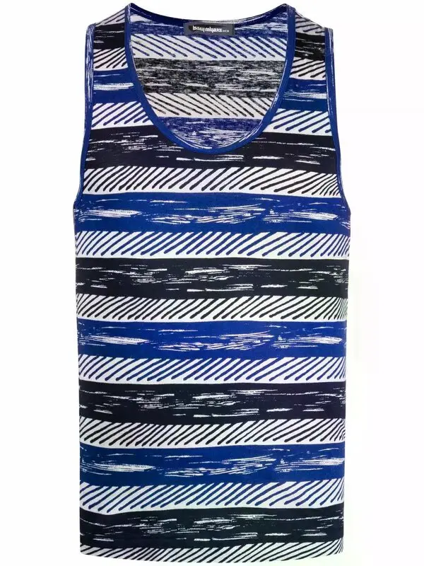 Issey Miyake 1980s Striped Tank Top - Blue