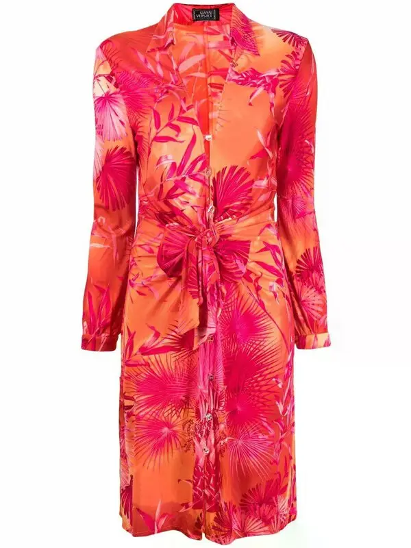 Versace 2000s Jungle Print Silk Dress