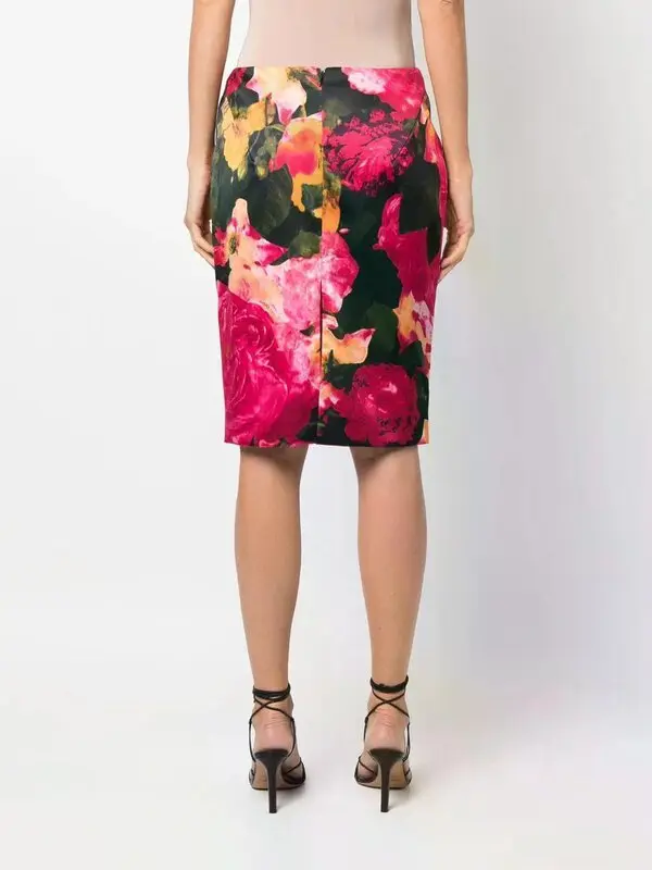 Versace Circa 2000s Rose Print Pencil Skirt