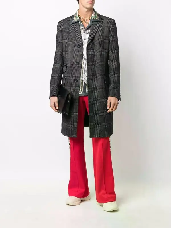 Versace Plaid Check Single-breasted Coat