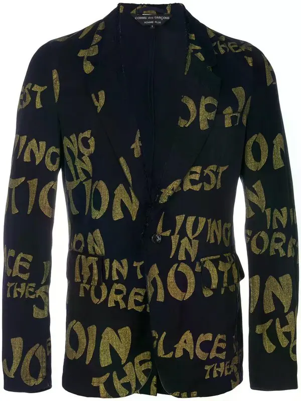 Comme Des Garçons Typographic-print Blazer - Blue