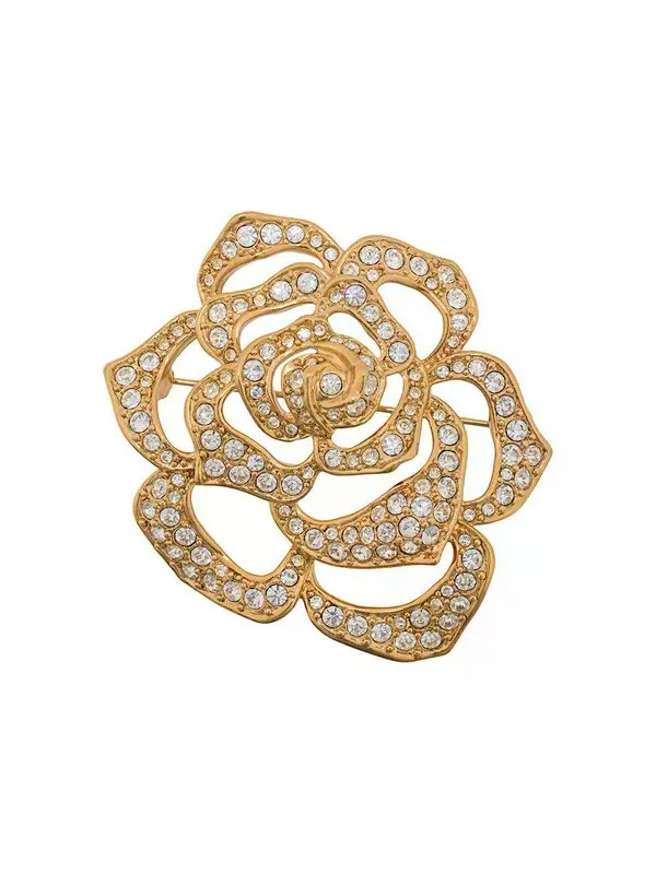 SUSAN CAPLAN 1990's Elizabeth Taylor Flower Brooch - Gold