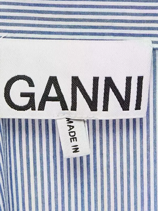 GANNI Striped Cotton Shirt - Blue