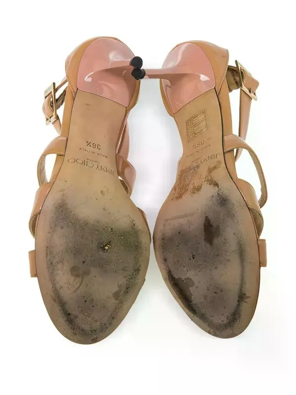 JIMMY CHOO Patent Leather Crossover Strap Sandals