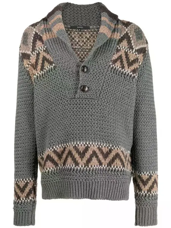 Gucci 2000s Zigzag Pattern Jumper - Grey