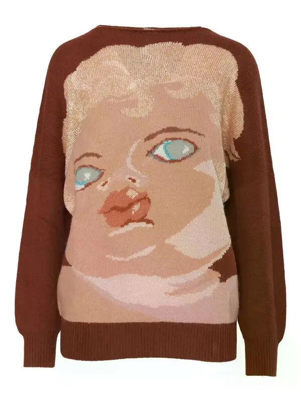 KRIZIA Intarsia Knit Face Sweater