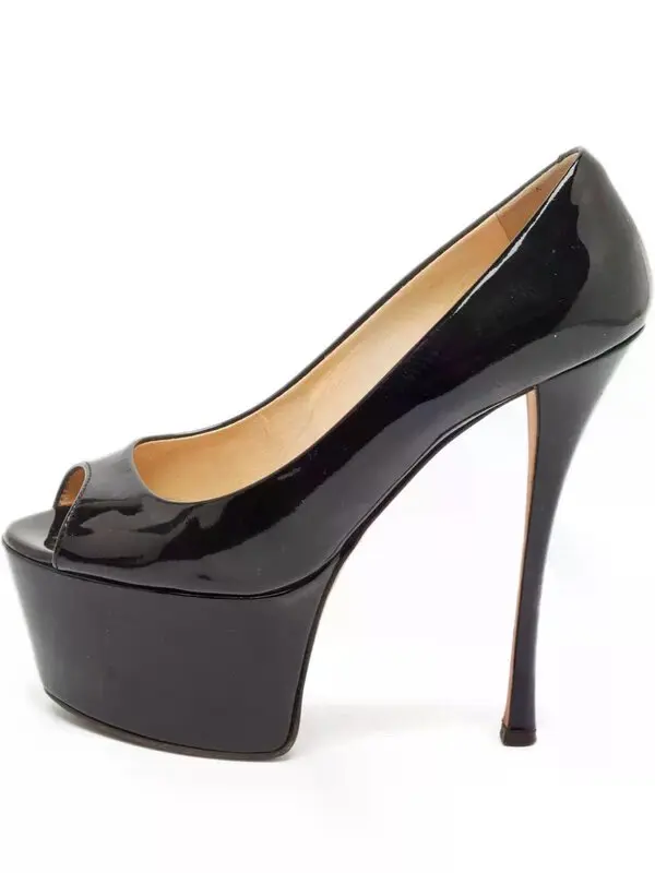 GIUSEPPE ZANOTTI Patent Sharon Peep-toe Platform Stiletto Pumps - Black