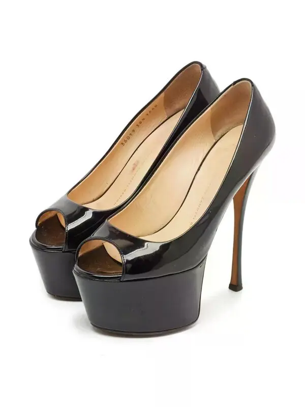 GIUSEPPE ZANOTTI Patent Sharon Peep-toe Platform Stiletto Pumps - Black