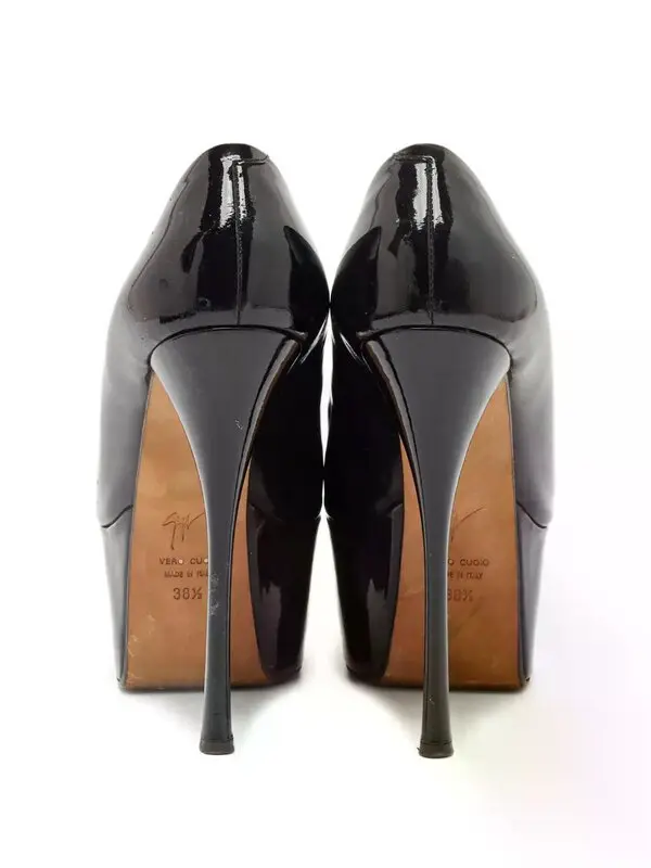 GIUSEPPE ZANOTTI Patent Sharon Peep-toe Platform Stiletto Pumps - Black