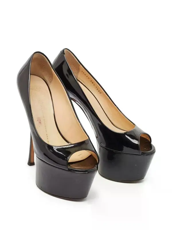 GIUSEPPE ZANOTTI Patent Sharon Peep-toe Platform Stiletto Pumps - Black