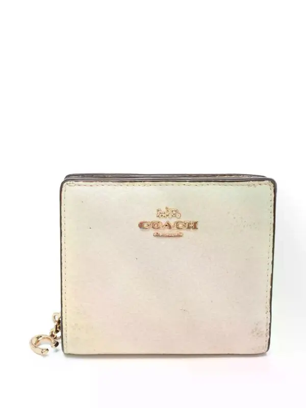 COACH VINTAGE Pre-owned Snap Textured Zip-around Wallet - White
