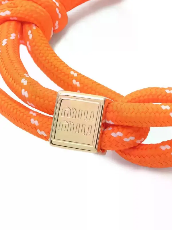 Miu Miu Logo Detail Rope Bracelet - Orange