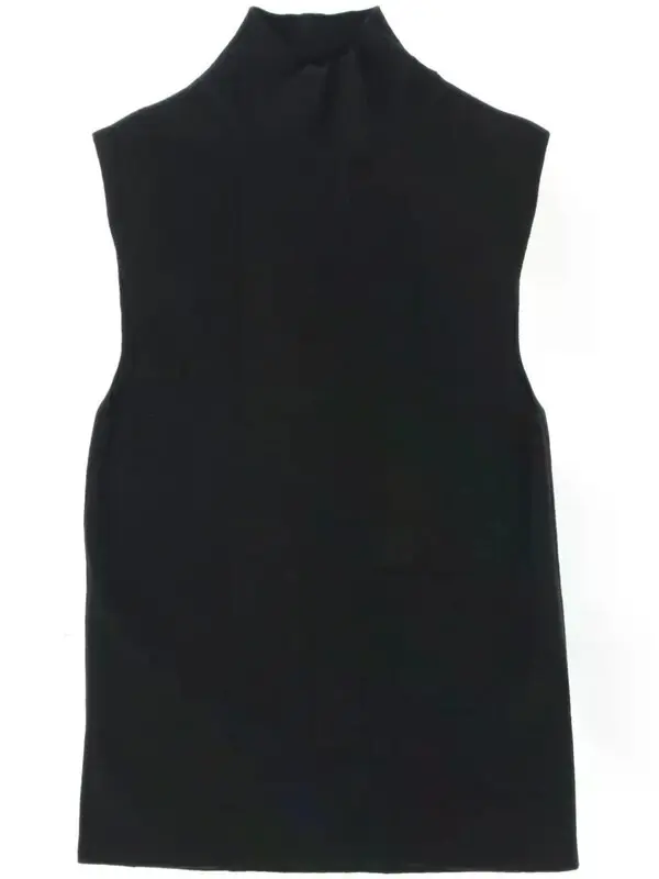 Saint Laurent 1990s Wool Knitted High Neck Sleeveless Top