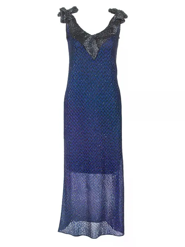 Missoni V-neck Zigzag Dress - Blue