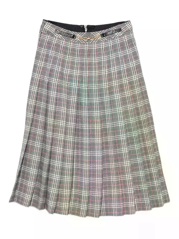Celine 1970s Plaid Pleated Skirt
